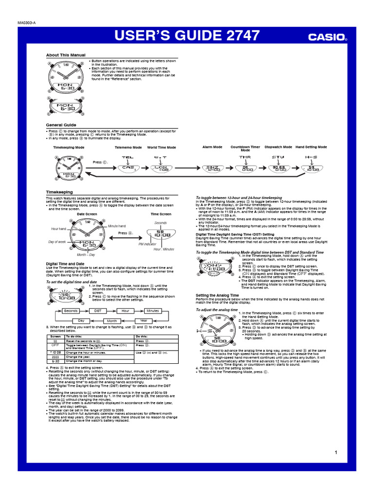 Casio Watch Manual | PDF | Business