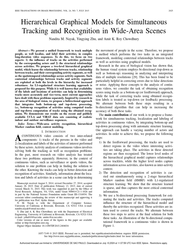 Hierarchical Graphical Models For Simultaneous Tracking and Recognition in Wide-Area Scenes ...