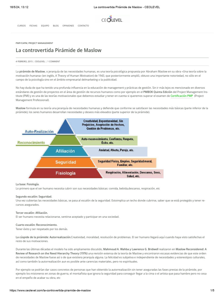 _Desarrolllo Personal - Pirámide de Maslow - CEOLEVEL (1-2 pag) | Descargar gratis PDF ...