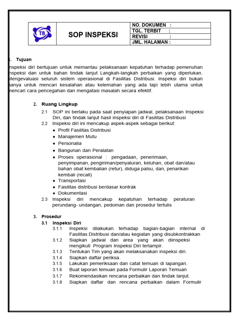 SOP Inspeksi | PDF