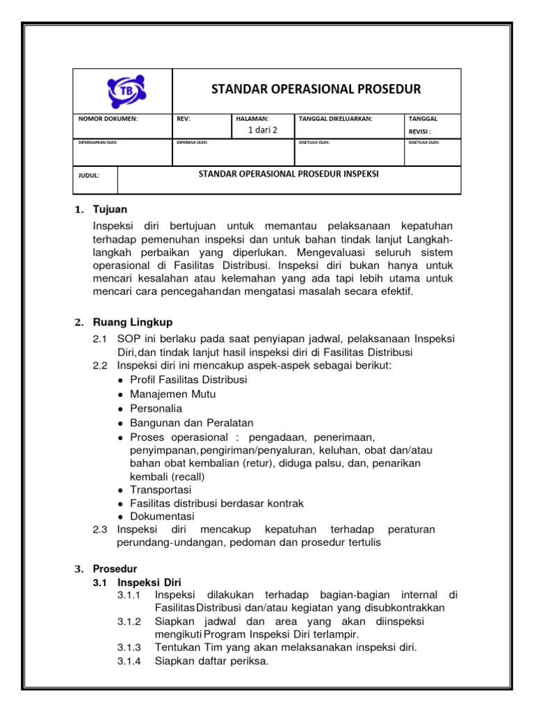 Sop Inspeksi | PDF