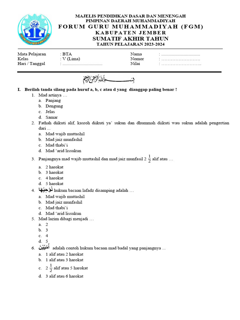 BTA Kelas 5 | PDF | Kajian Bahasa Asing