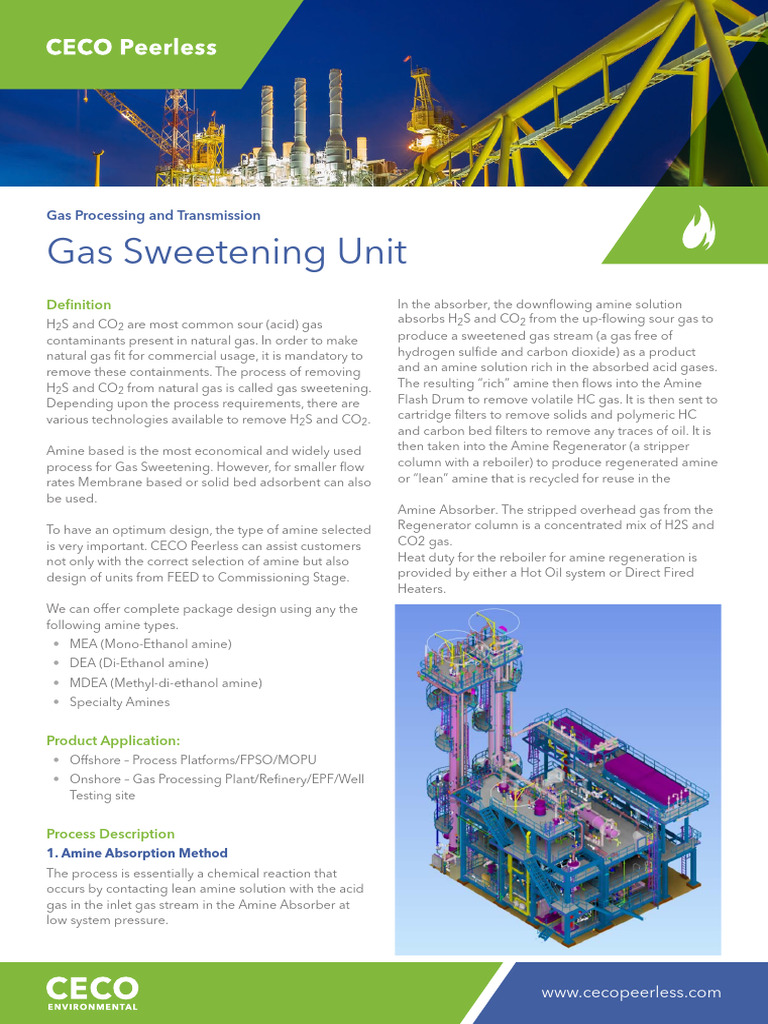 Gas Sweetening Unit Overview | PDF | Chemical Processes | Chemistry