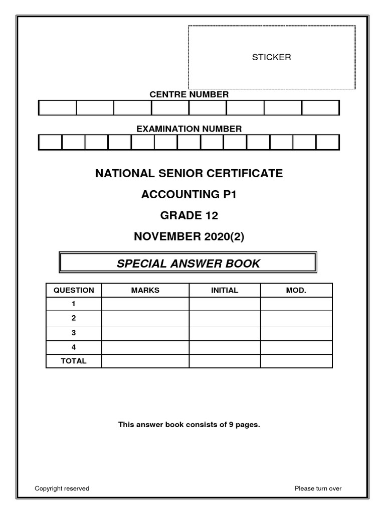 NSC Accounting P1 November 2020 Exam | PDF | Dividend | Net Income