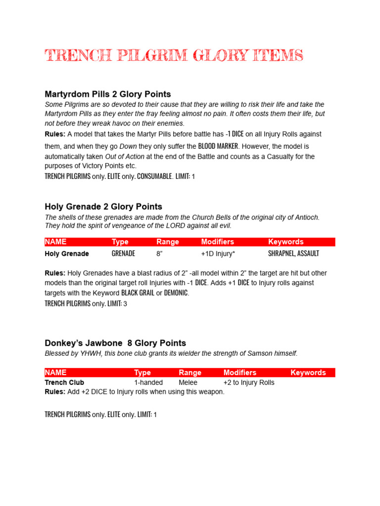 Trench Pilgrim Glory Items-2 | PDF | Military