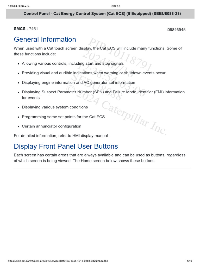 Control Panel - Cat Energy Control System (Cat ECS) (If Equipped) (SEBU8088-28) | PDF | Menu ...