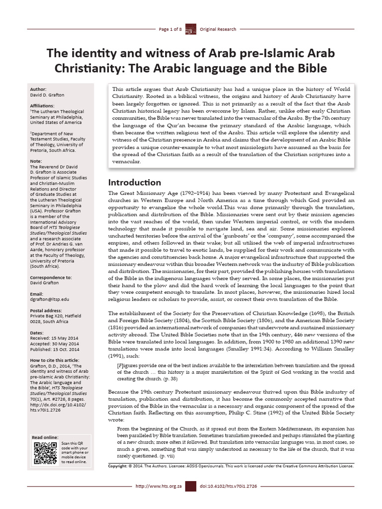 The Identity and Witness of Arab Pre-Islamic Arab | PDF | Arabs | Bible