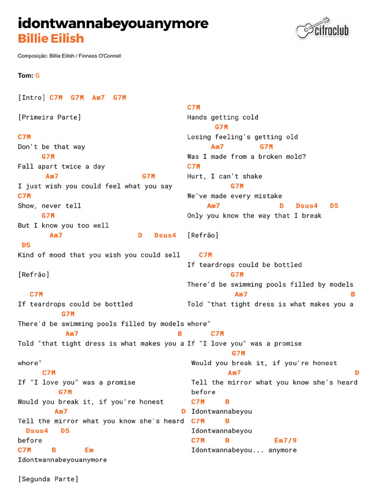 I Don't Wanna Be You Anymore - Billie Eilish | PDF