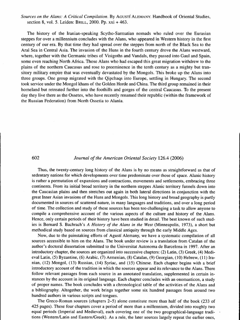 Sources On The Alans | PDF | Caucasus | Persian Language