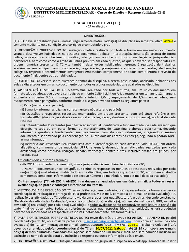 DC2 - Trabalho Coletivo 2024.1 (IM578) | PDF