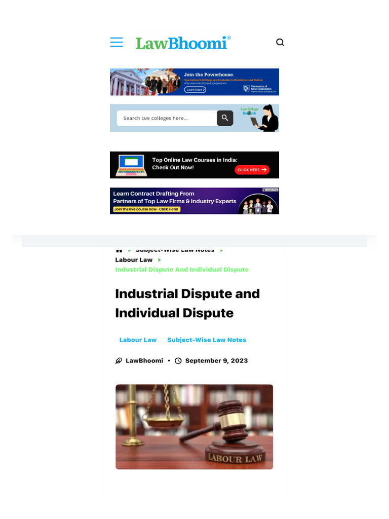 Industrial Dispute and Individual Dispute | PDF | Employment | Trade Union