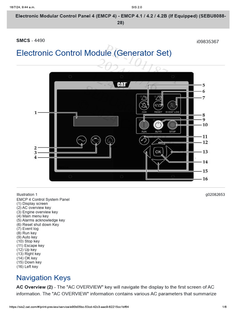 Electronic Modular Control Panel 4 (EMCP 4) - EMCP 4.1 4.2 4.2B (If ...