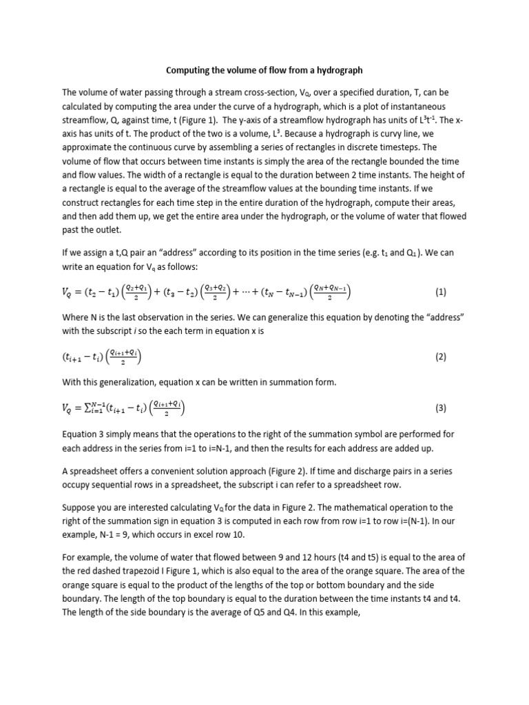 Calculate Volume of A Hydrograph | PDF | Spreadsheet | Area