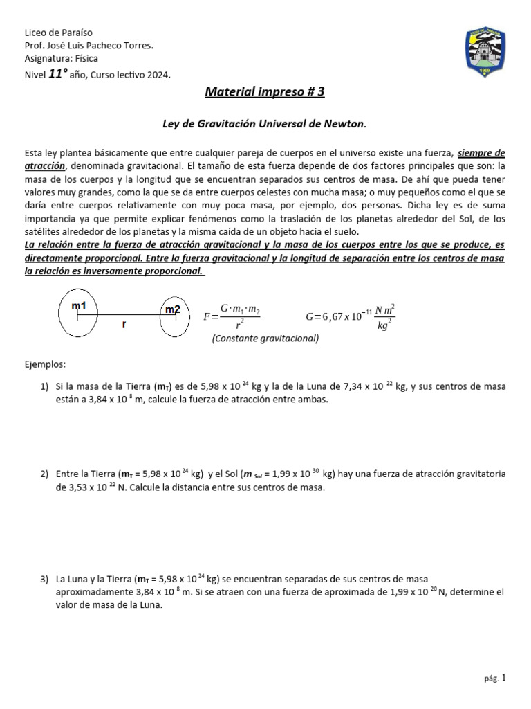 Física mate | Descargar gratis PDF | Masa | Gravedad