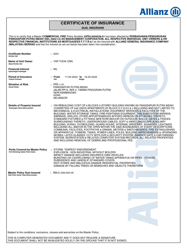 2024-2025 PPI Fire Insurance | PDF | Electrical Wiring | Security Alarm