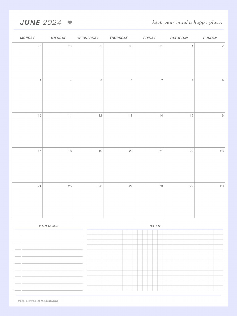 JUNE Calendar by MADEtoPLAN | PDF