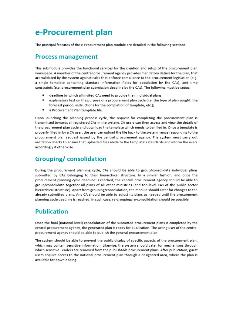 E Procurement Plan | PDF | Procurement | Computing