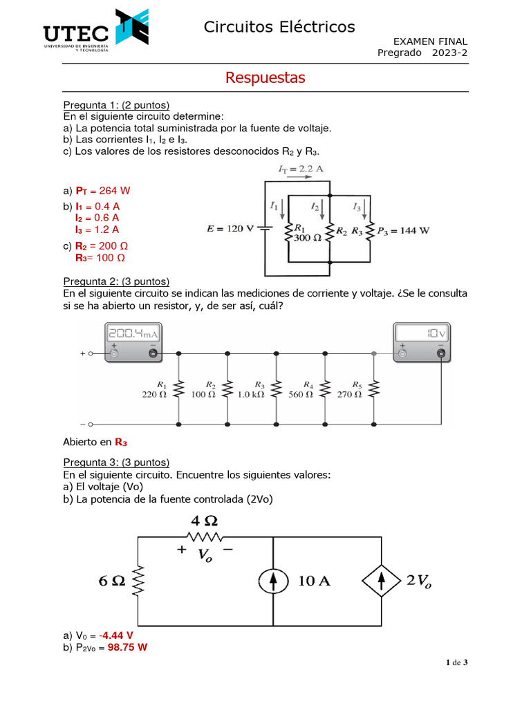 Examen Final - Circuitos Electricos I | PDF | Energia electrica | Red ...
