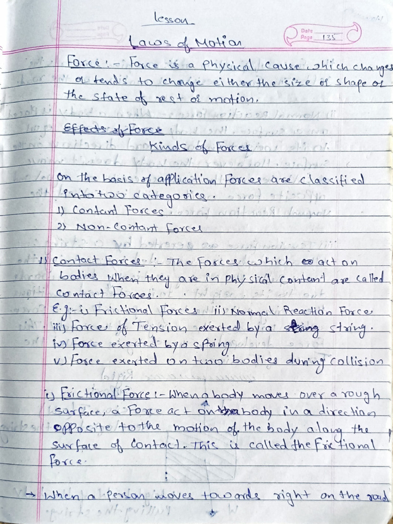 Physics_Force and Laws of Motion_Class-9 | PDF