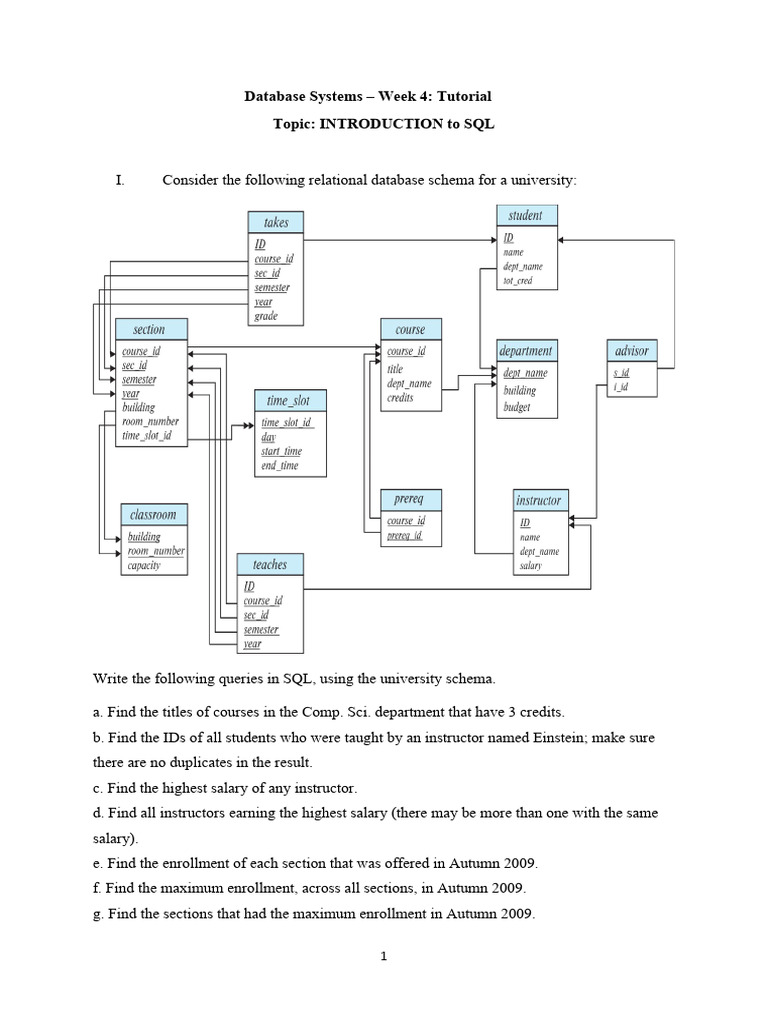 Tutorial Week4 SQL INTRODUCTION ANSWERS | PDF | Relational Model | Databases