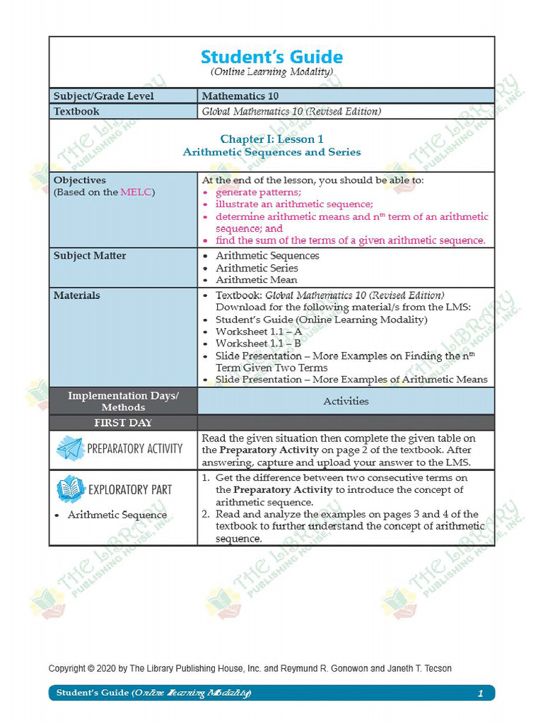 Global Math10 Student - S Guide (Online) | PDF