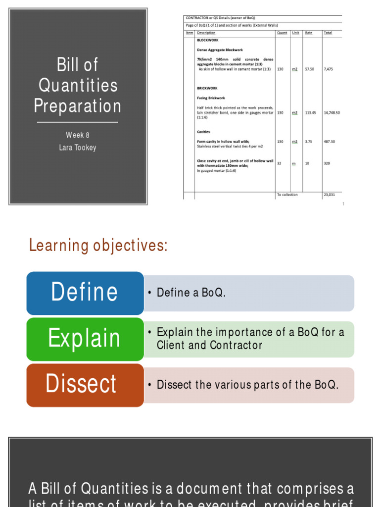 Class Notes - BoQ Prep | PDF | Specification (Technical Standard)