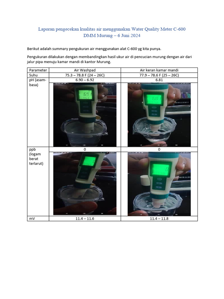 Pengukuran Kualitas Air Minum C-600 | PDF | Sains & Matematika