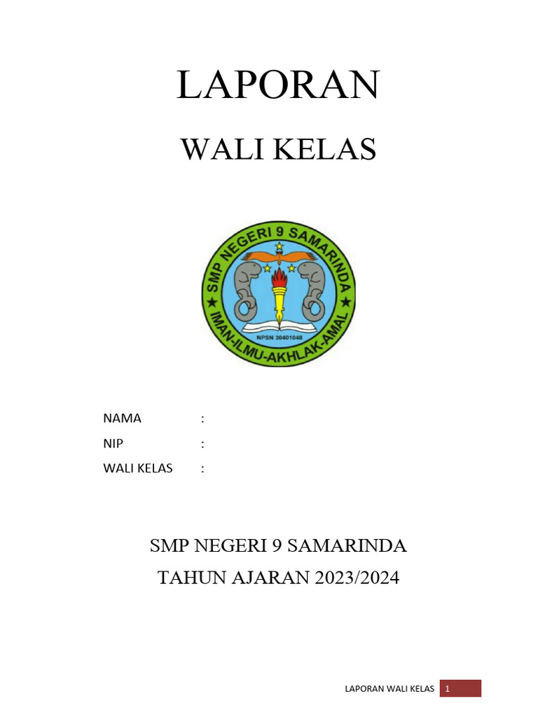 Laporan Wali Kelas Template | PDF