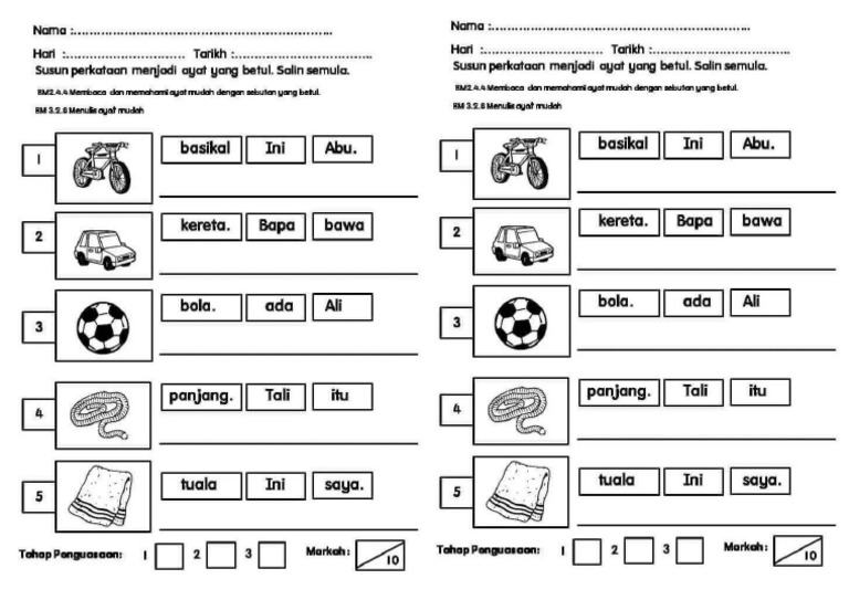 Lembaran Kerja Susun Ayat 3 | PDF