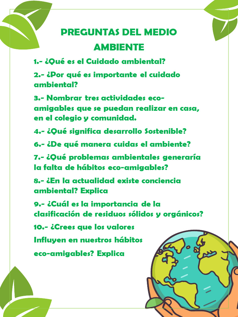 Preguntas Del Medio Ambiente | PDF | Salud y bienestar