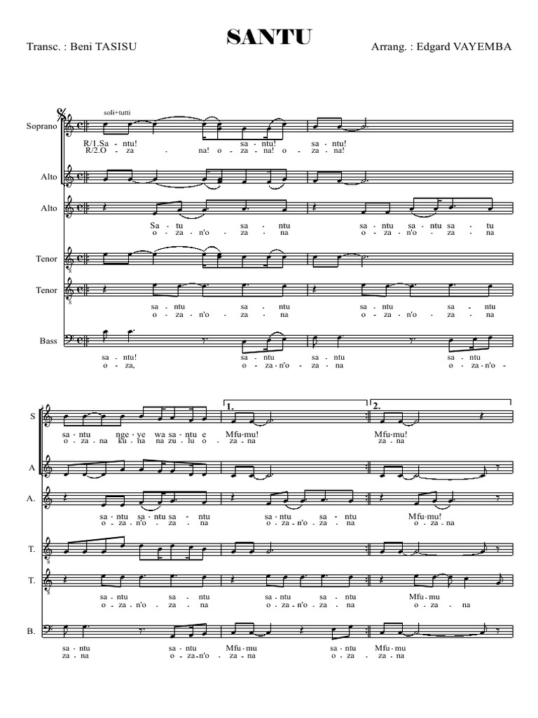 Recueil Partitions Chants de Sanctus Lingala & en Langues PDF | PDF