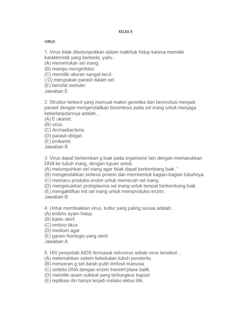 Soal Pilgan Kelas X | PDF