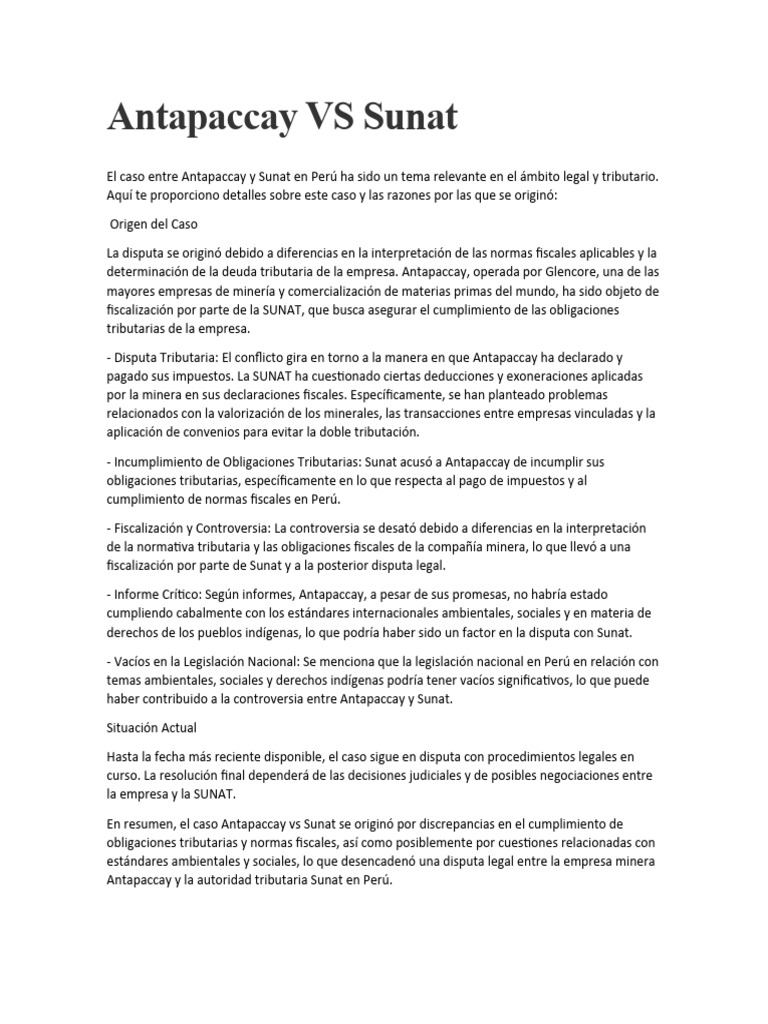 CASO Antapaccay | PDF | Minería | Business
