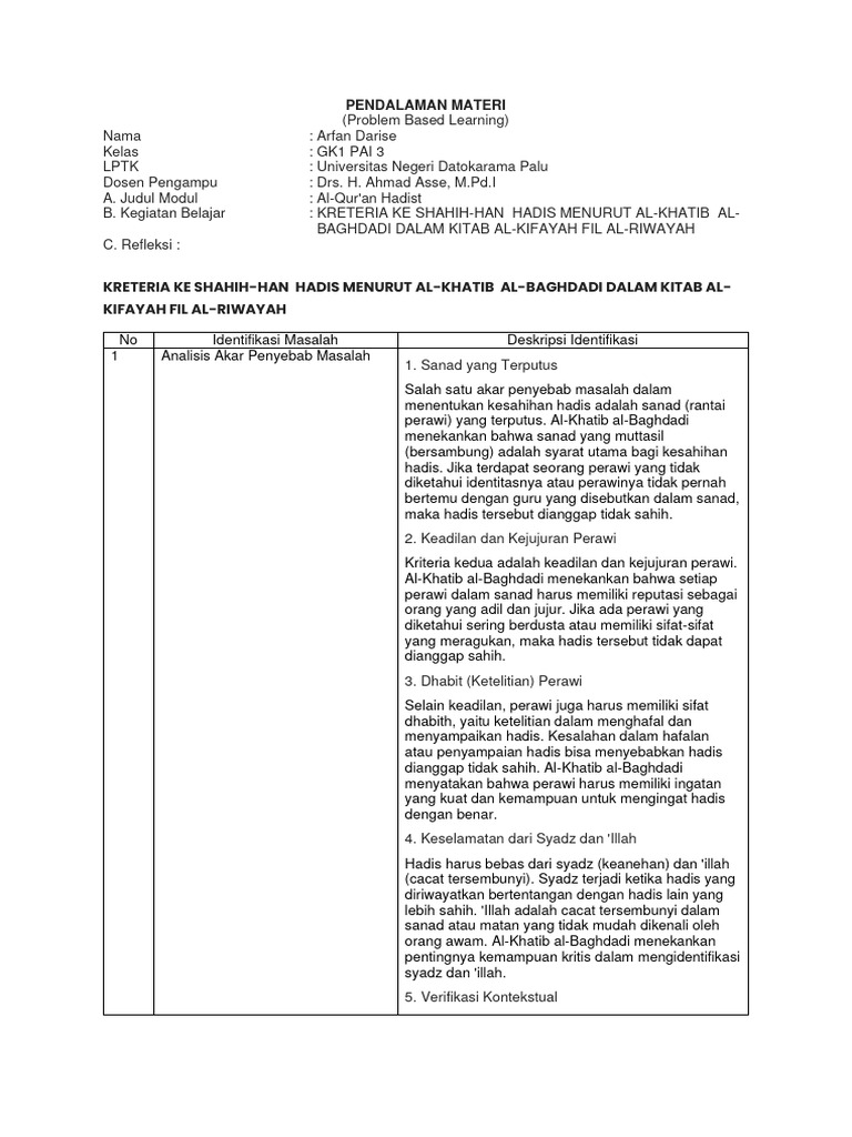 PBL Modul Qur'an Hadis Arfan | PDF