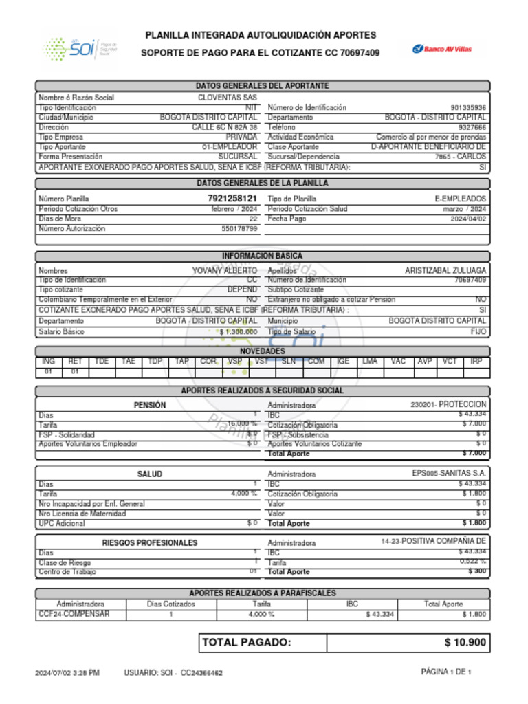 PLANILLA RETIRO YOBANY | PDF | Negocios económicos | Las condiciones de trabajo