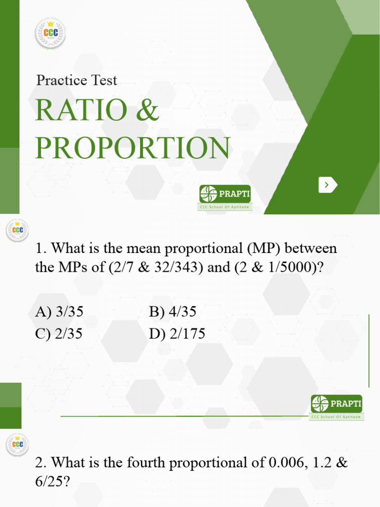 Ratio & Proportion | PDF | Ratio | Mathematics