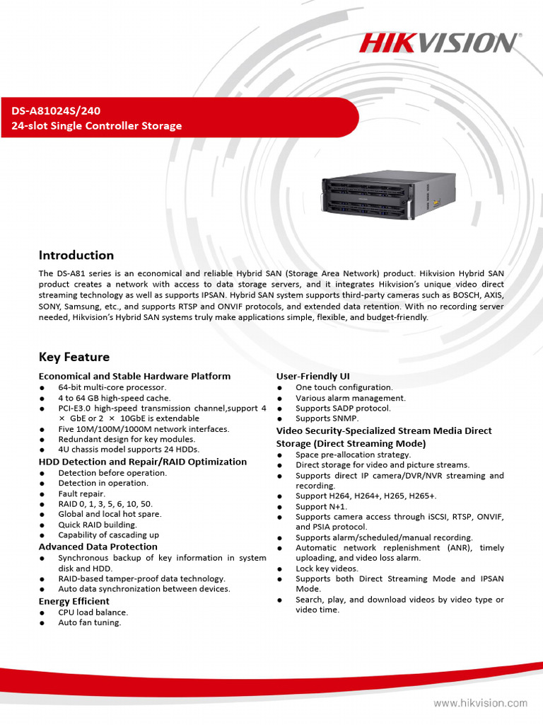 Datasheet of DS A81024S - 240 Single Controller Storage - V2.3.9 - 20230718 | PDF | Hard Disk ...