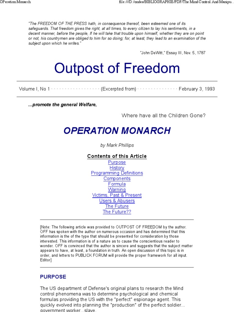 OPeration Monarch | PDF | Espionage | Mind