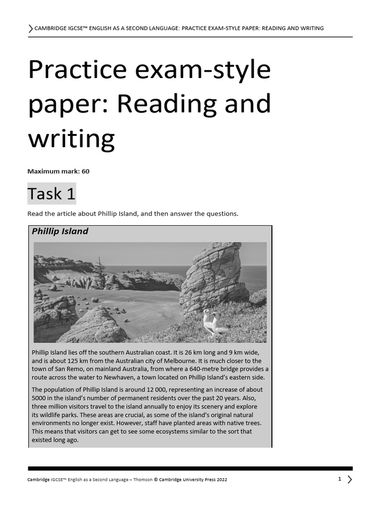 igcse_esl_6ed_tr_practice_exam-style_reading_and_writing | Download Free PDF | Fox | Desert