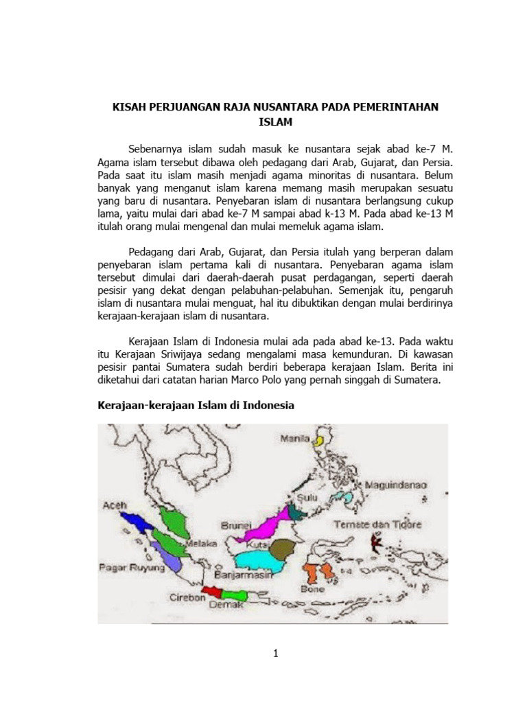 Kisah Perjuangan Raja Nusantara Pada Pemerintahan Islam | PDF