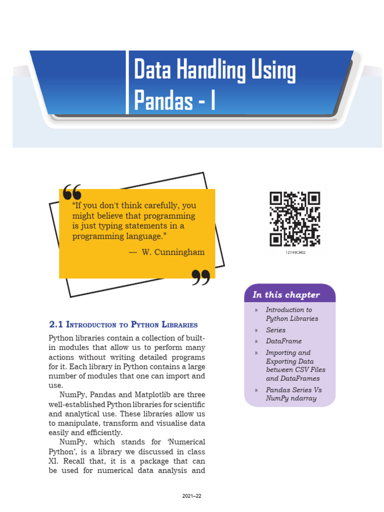 Panda Ncert 1 | PDF | Python (Programming Language) | Library (Computing)