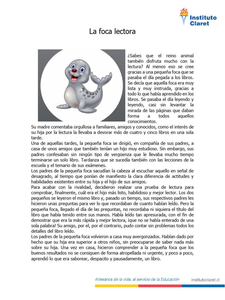 Estrategia de Lectura en Voz Alta La Foca Lectora 26 Al 30 de Julio | PDF