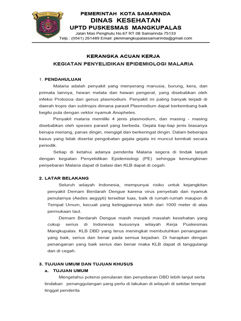 KAK PE Malaria 1 | PDF | Sains & Matematika