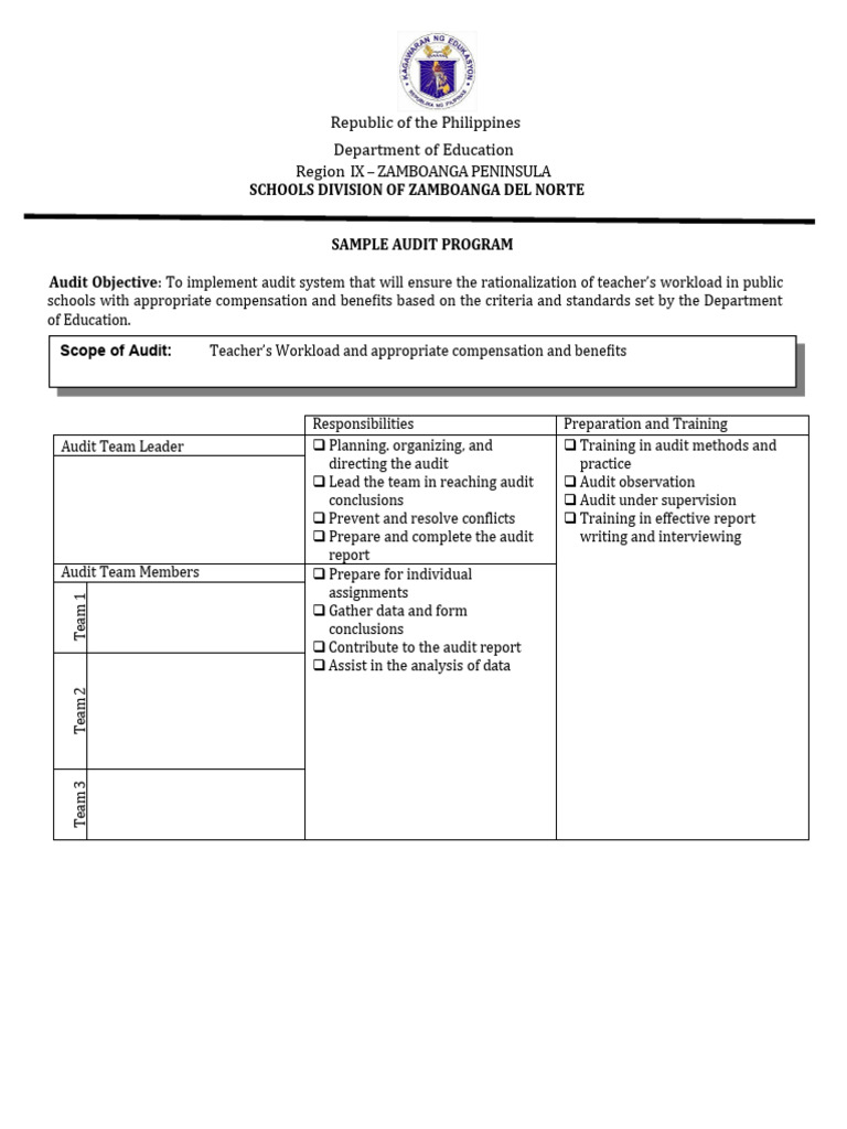 Draft Audit Program - Teacher Workload | PDF | Audit | Teachers