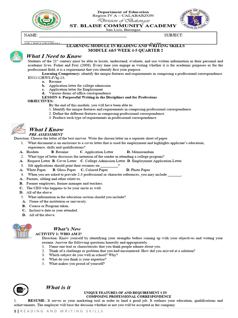 RWS Week 4 5 Module 4 5 | PDF | Résumé