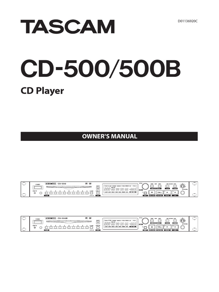 TASCAM CD Player-500 - 500b | PDF | Compact Disc | Ac Power Plugs And ...
