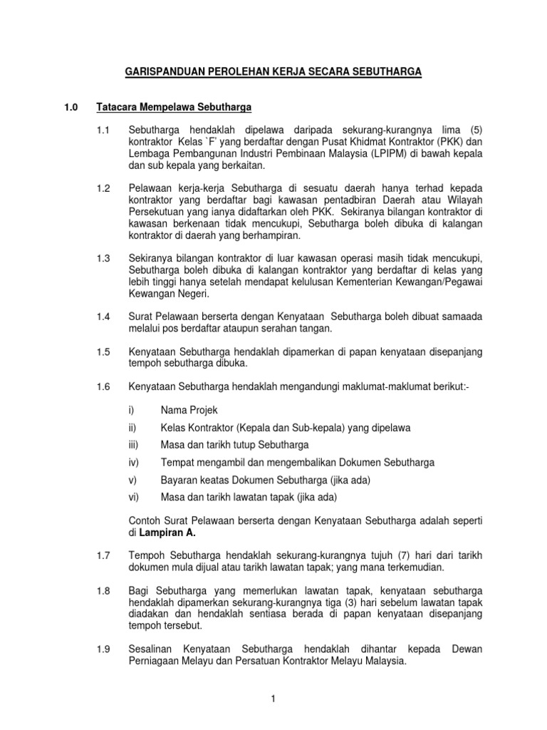 Garispanduan SebutHarga | PDF