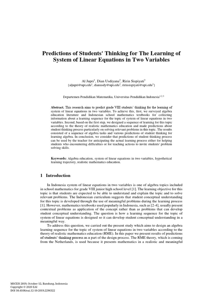 2-Jupri Et Al 2020-Predictions of Students Thinking For Systems of ...