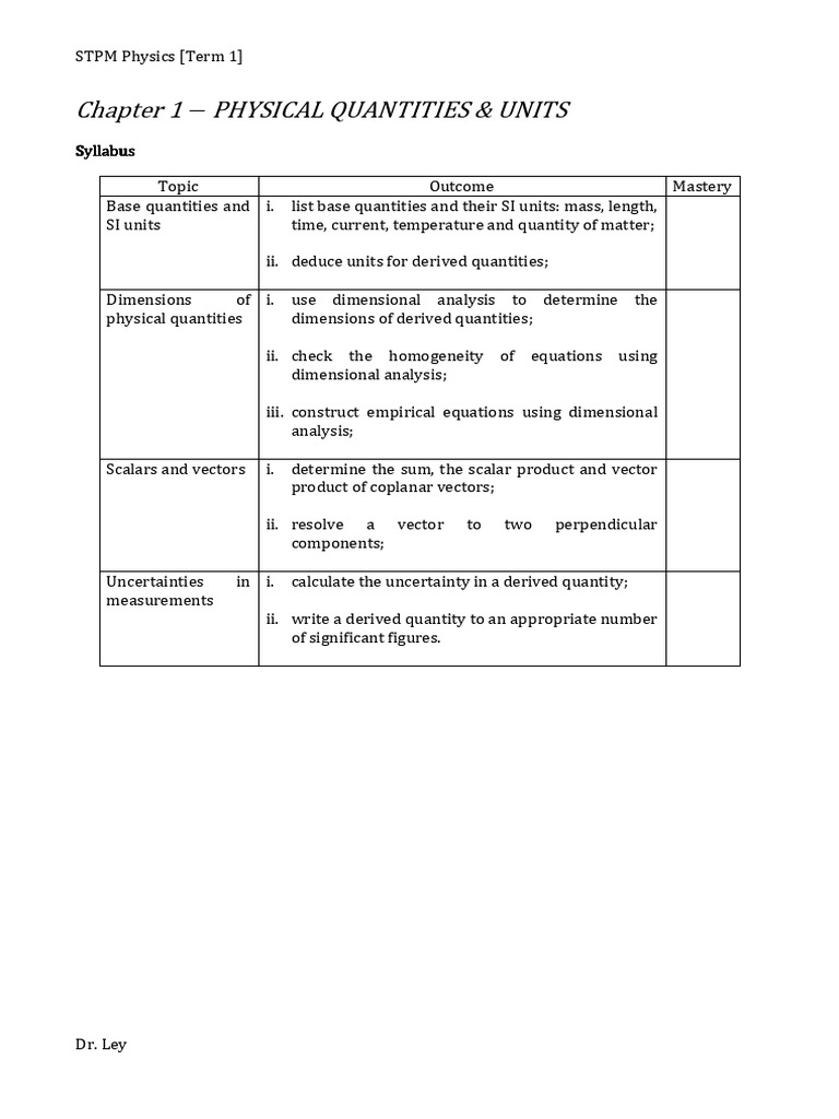 1 - Physical Quantities and Units | PDF | Euclidean Vector | Force