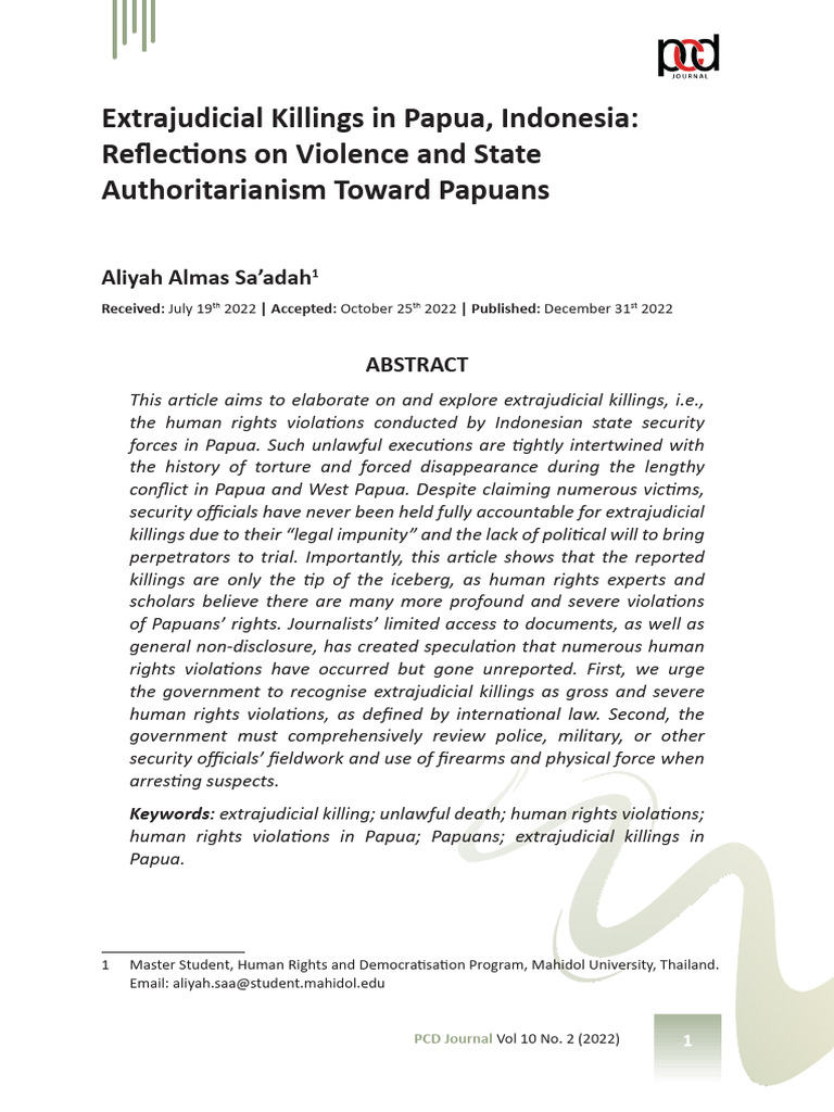 Extrajudicial Killings in Papua | PDF | Crimes | Crime & Violence